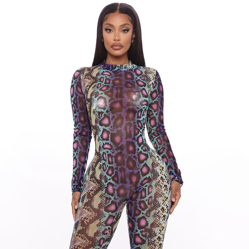 snake print long sleeve bodysuit – Urclover