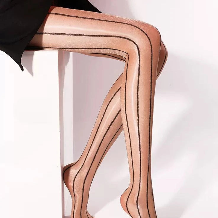 Vertical Line Oiled Stockings – Urclover